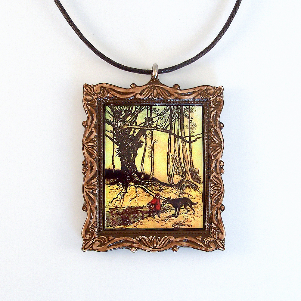 Little Red Riding Hood And Wolf Pendant And Necklace on Luulla